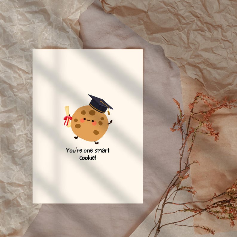 Printable Graduation Card, Funny Smart Cookie Grad Card, Punny ...