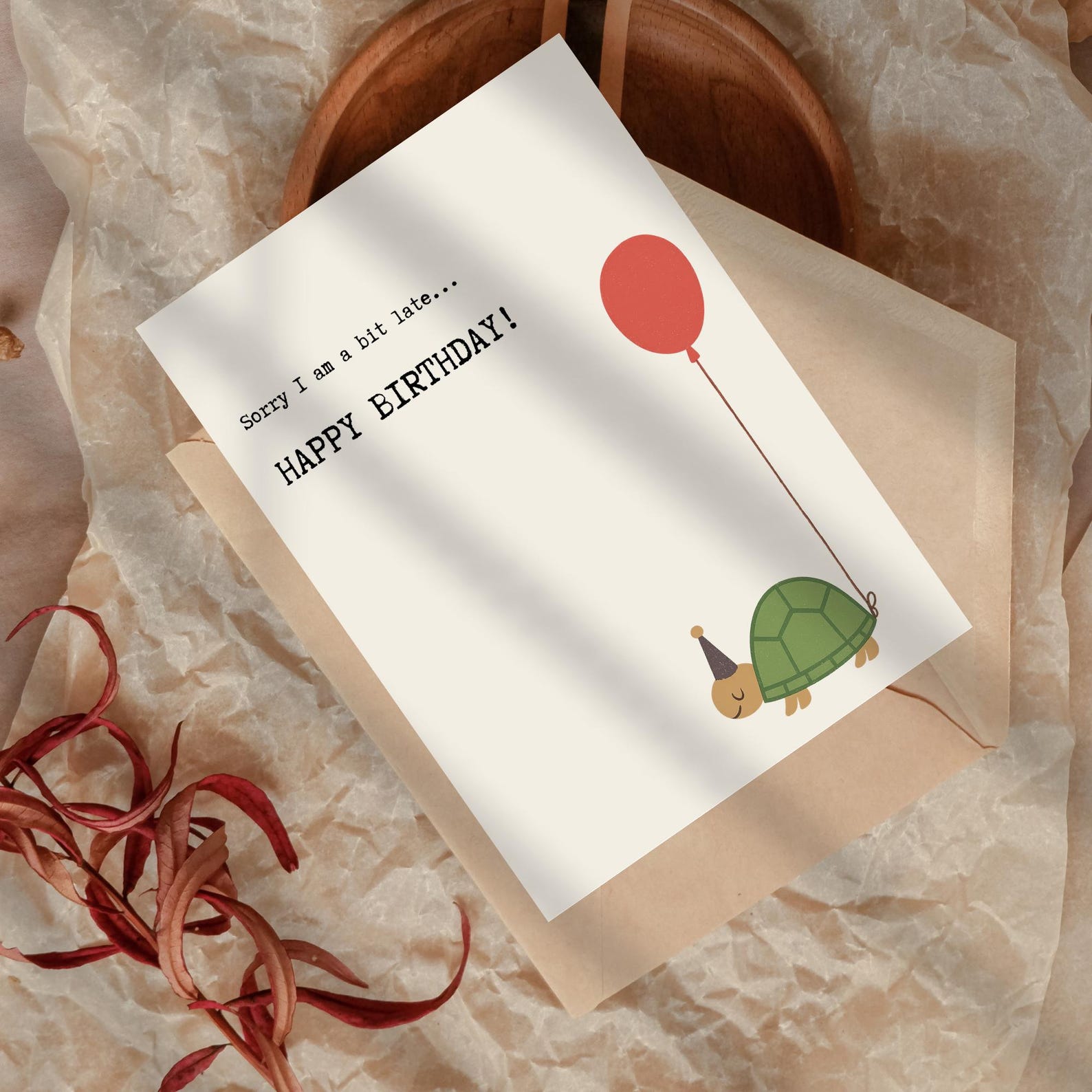 Belated Birthday Card Printable, Turtle Birthday Card, Funny Late ...