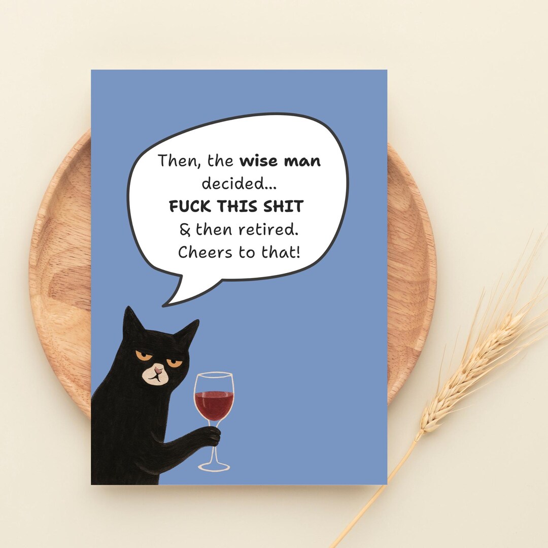 Funny Cat Retirement Card, Humorous Office Farewell Gift, Printable ...