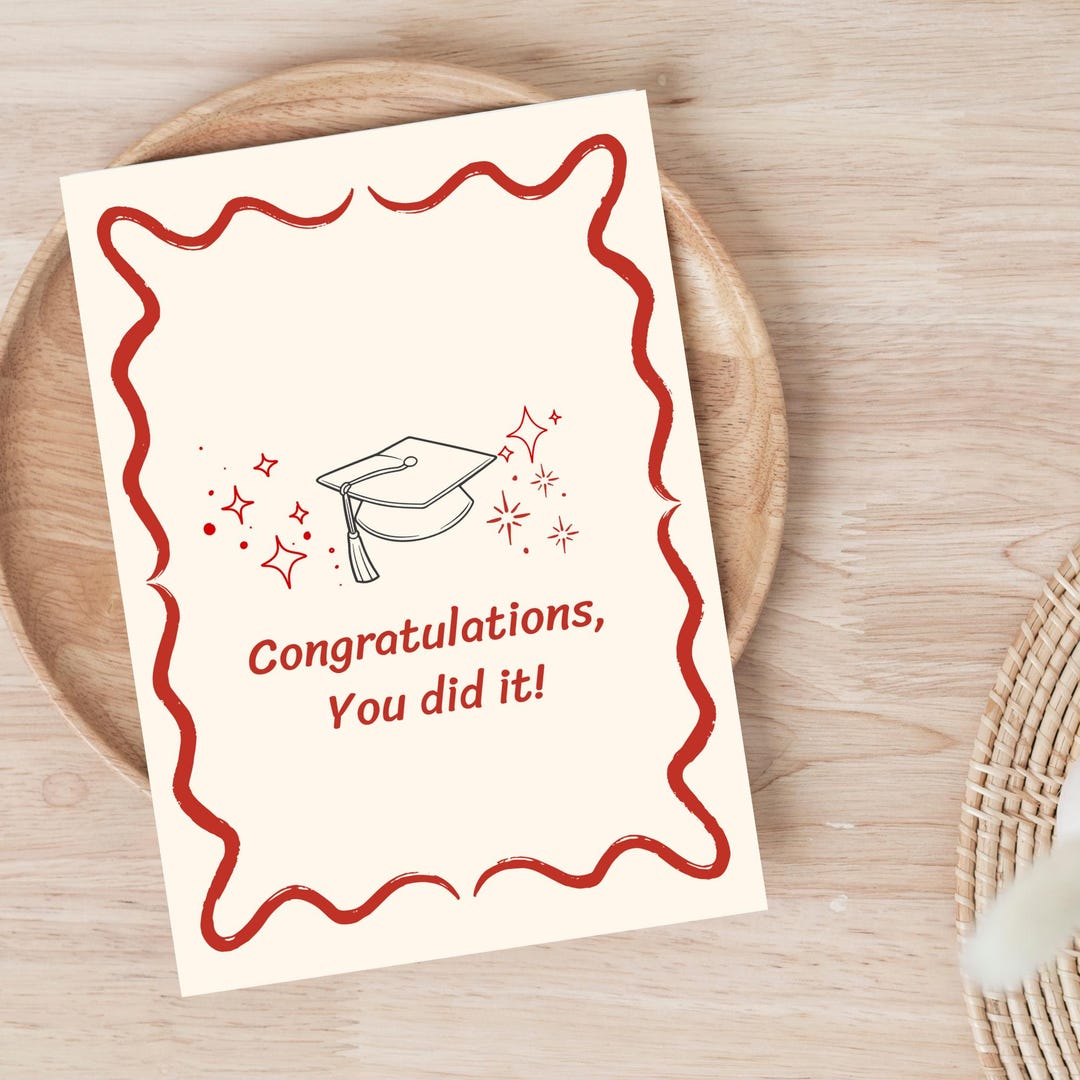 Printable Graduation Card, Grad Congratulations Card, Modern Digital ...