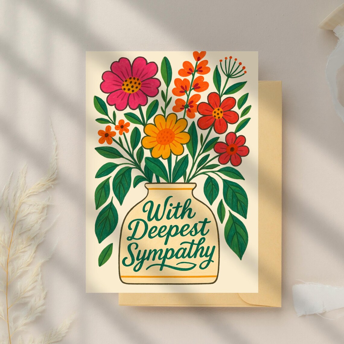 Floral Sympathy Card Printable, With Deepest Sympathy Card, Funeral ...