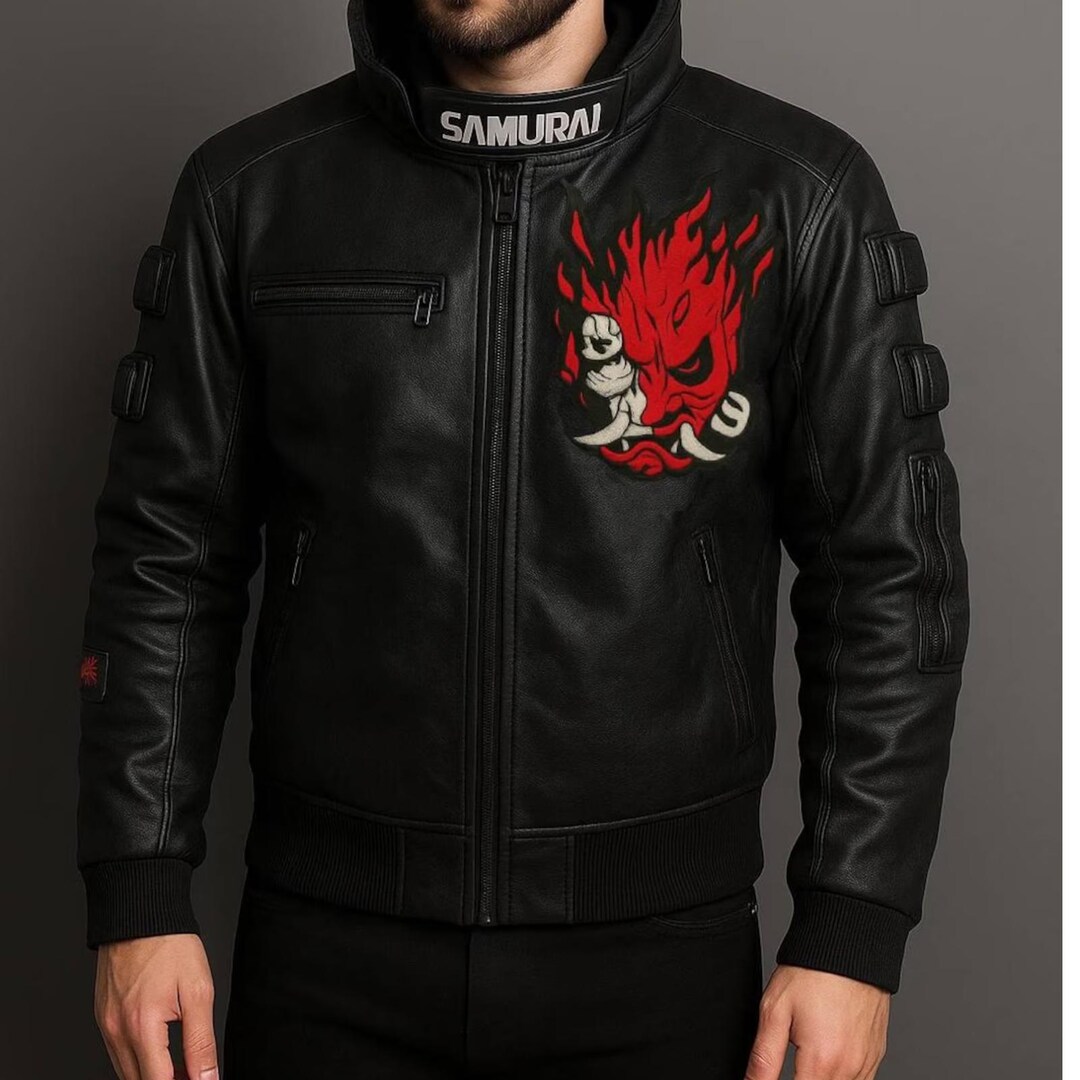 Handmade Samurai Oni Demon Leather Jacket | Cyberpunk Biker Jacket ...