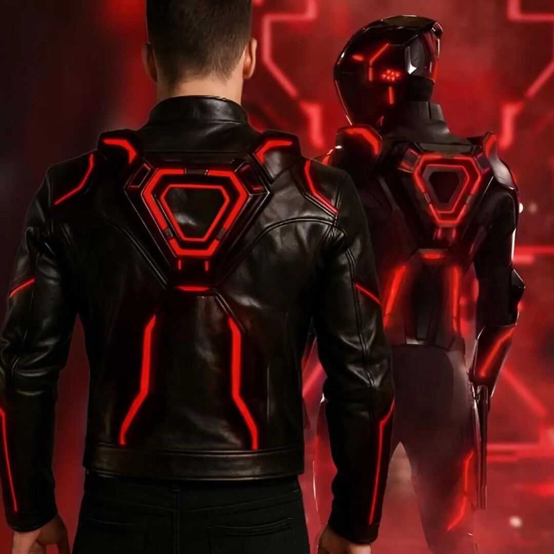Tron Ares Inspired Leather Jacket – Red Strips Sci-fi Costume – Movie ...