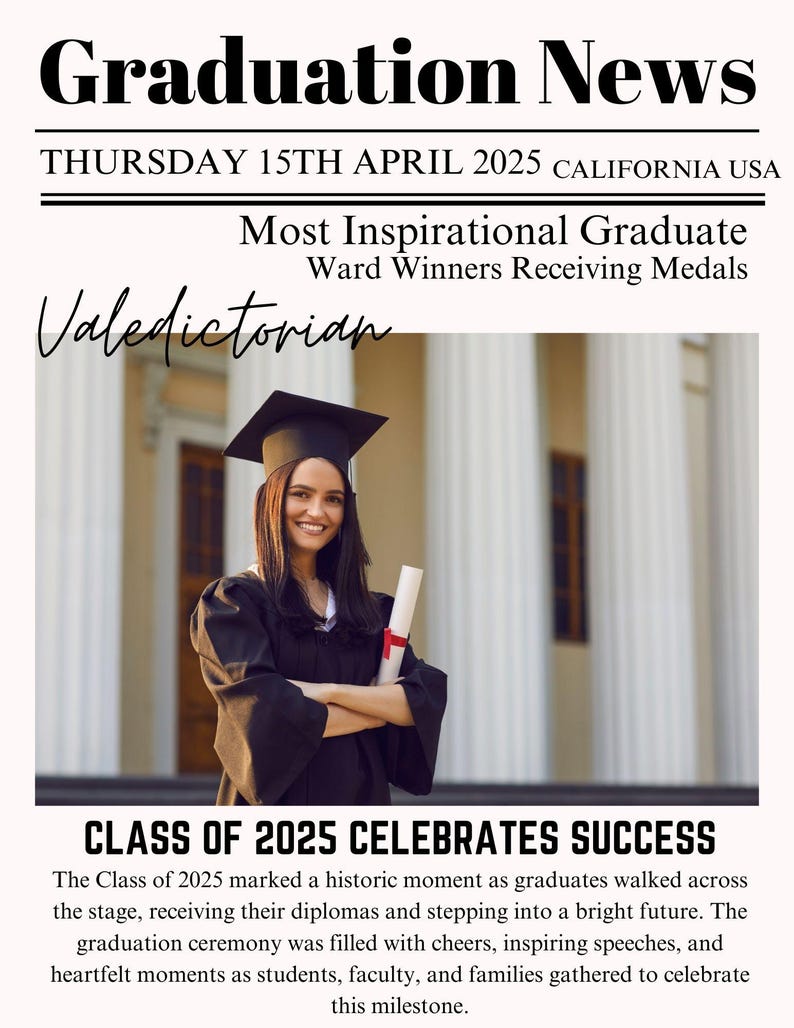 2025 Graduation Newspaper Canva Template - Etsy