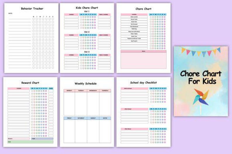 Editable Kids Chore Chart Bundle | Daily Checklist, Responsibility ...