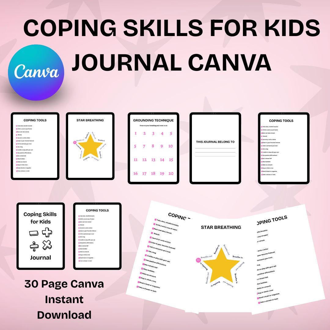 Coping Skills for Kid Journal Canva Template | Printable Workbook for ...