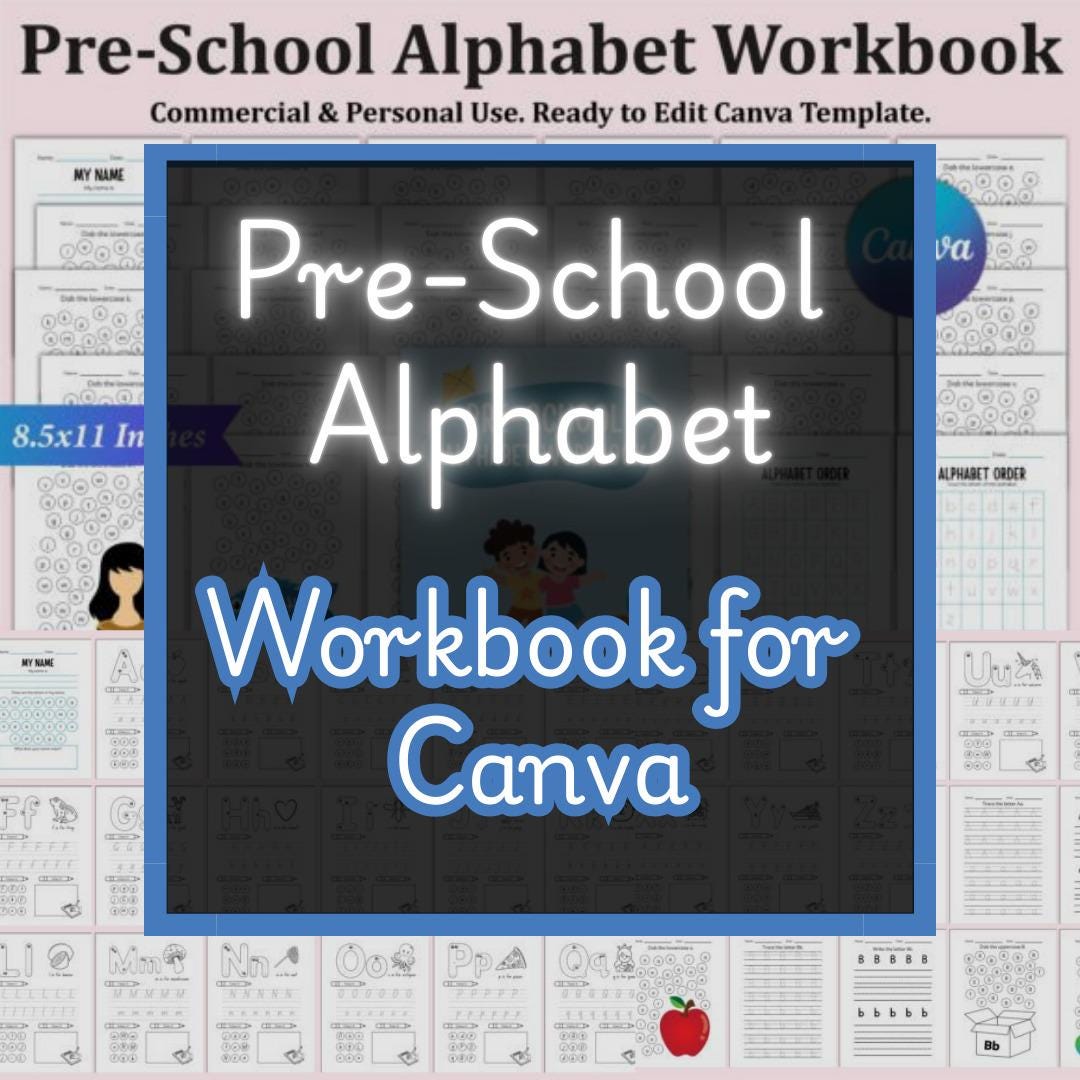 Editable Preschool Alphabet Workbook for Canva | Printable ABC Learning ...