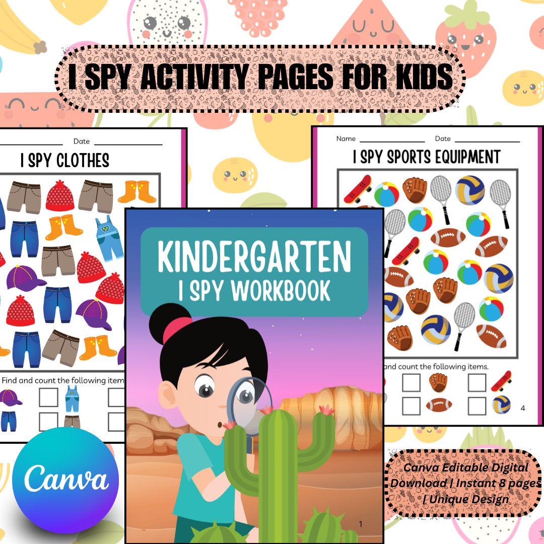 I Spy Activity Pages for Kids Editable Template | Instant Download ...