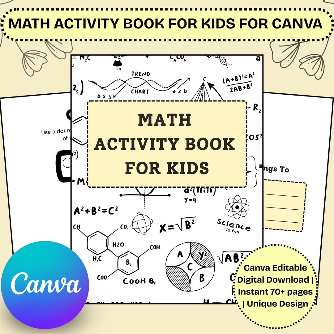 Editable Math Activity Book for Kids | Canva Template | Fun Printable ...