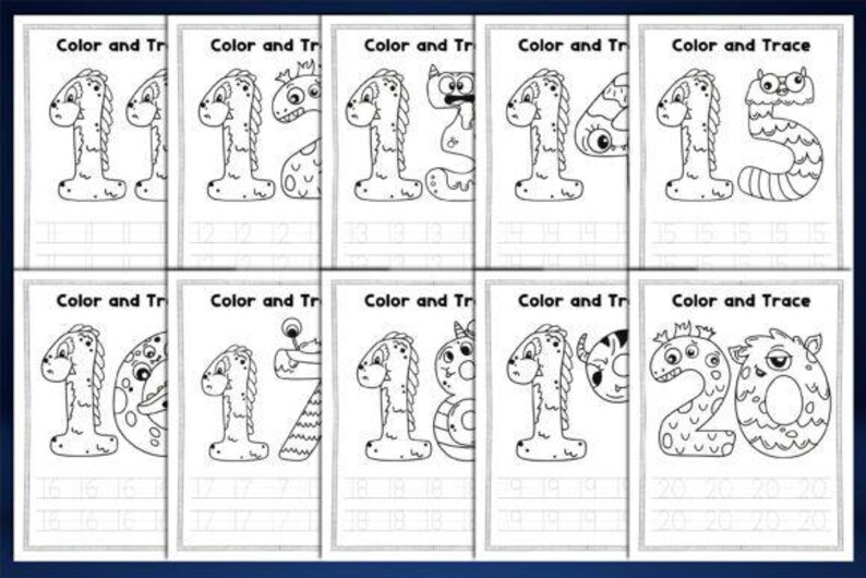 Number 1-20 Tracing, Gaming & Coloring Worksheets for Kids | Printable ...