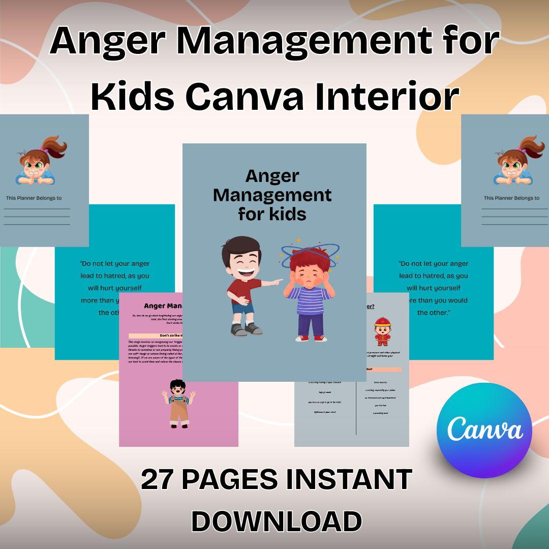 Anger Management for Kids Canva Interior | Printable Workbook ...