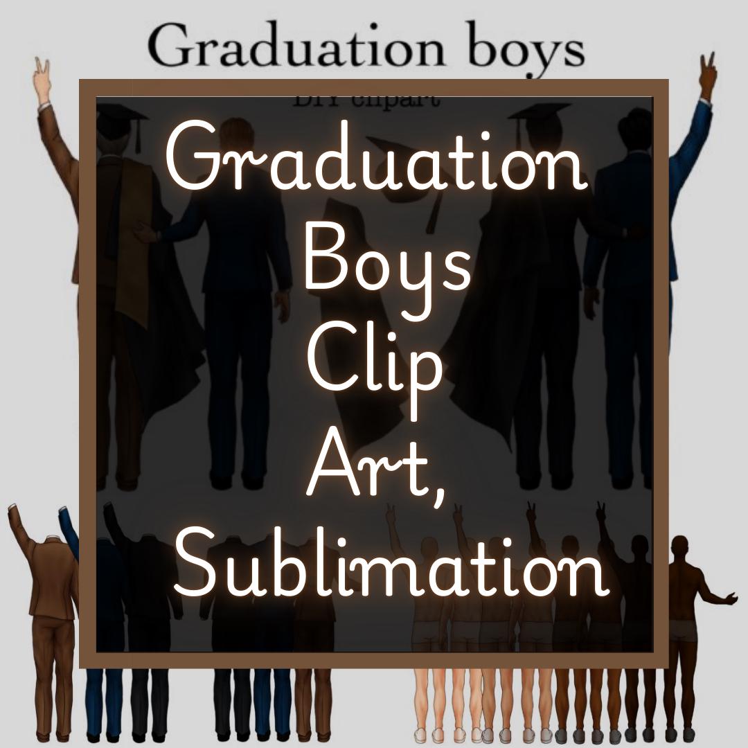 Graduation Boys Clipart Bundle | Black Boy Grad PNG | Printable ...