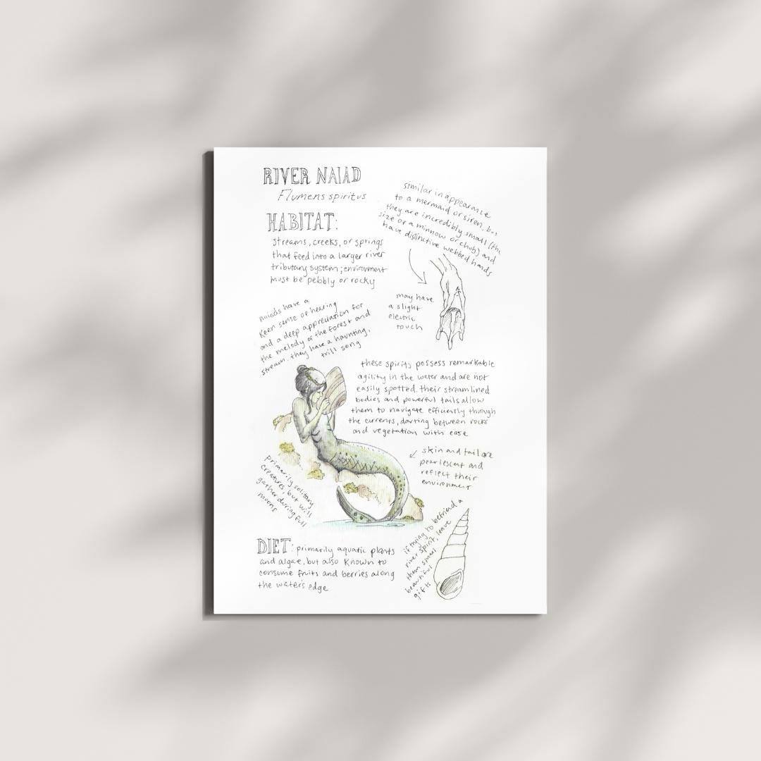 River Naiad Field Guide Art Print - Digital Download Fantasy ...