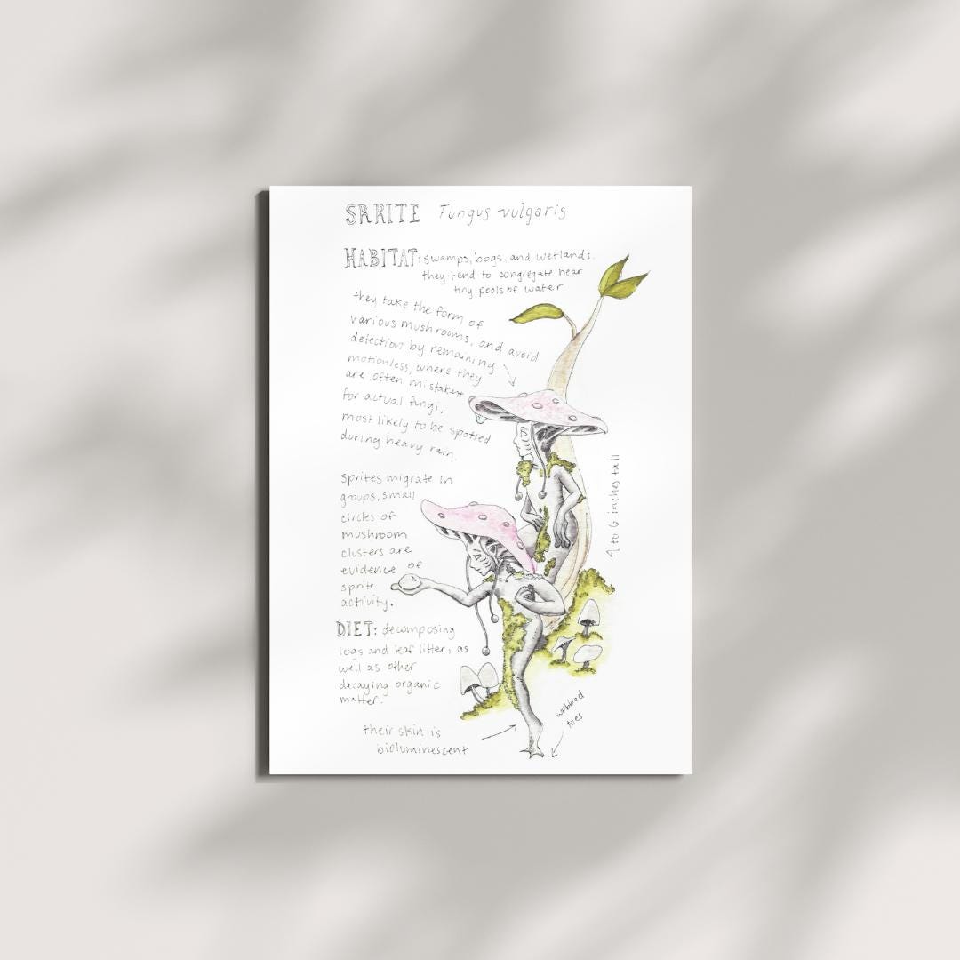 Sprite Field Guide Print: Hand-illustrated Mythical Creature Art ...