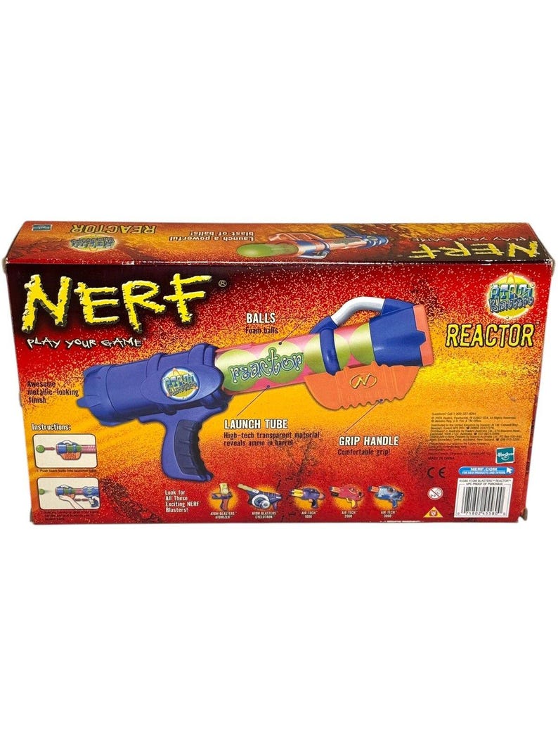 2003 Hasbro Nerf Atom Blasters Reactor Foam Ball Toy Gun Opened Box Extra Balls! - Etsy