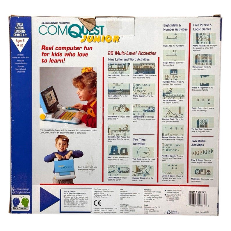 Rare 1990s Comquest Junior Electronic Talking Laptop Toy Complete ...