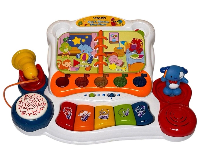 Vtech Sing and Discover Story Piano Microphone Colors Music Song Animal ...
