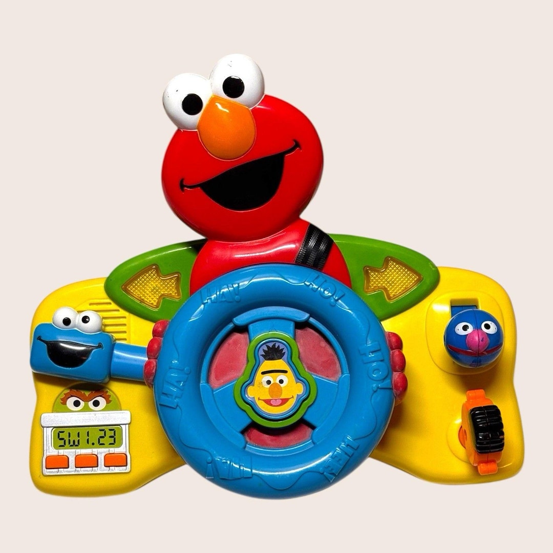 Sesame Street Elmo Giggle N Go Driver Toy 2006 Mattel Steering Wheel ...