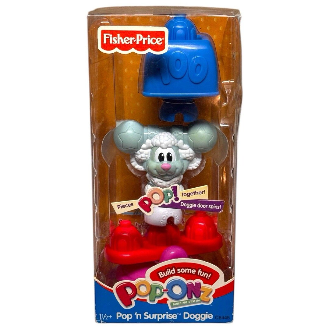 Fisher Price Pop Onz Pop N Surprise Doggie 2004 Toy NIB Building Set ...