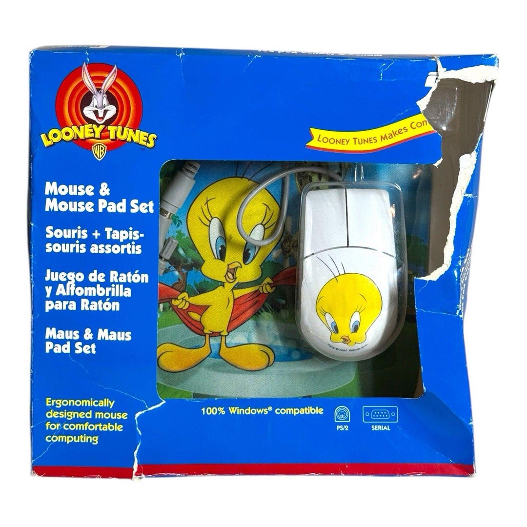 Rare 1997 Looney Tunes Tweety Mouse & Mouse Pad Set NEW PS/2 Vintage ...