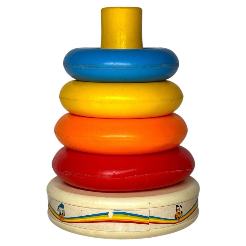 Rare Illco Disney Stacking Ring Toy 1970-80s Mickey Minnie Donald Pluto ...