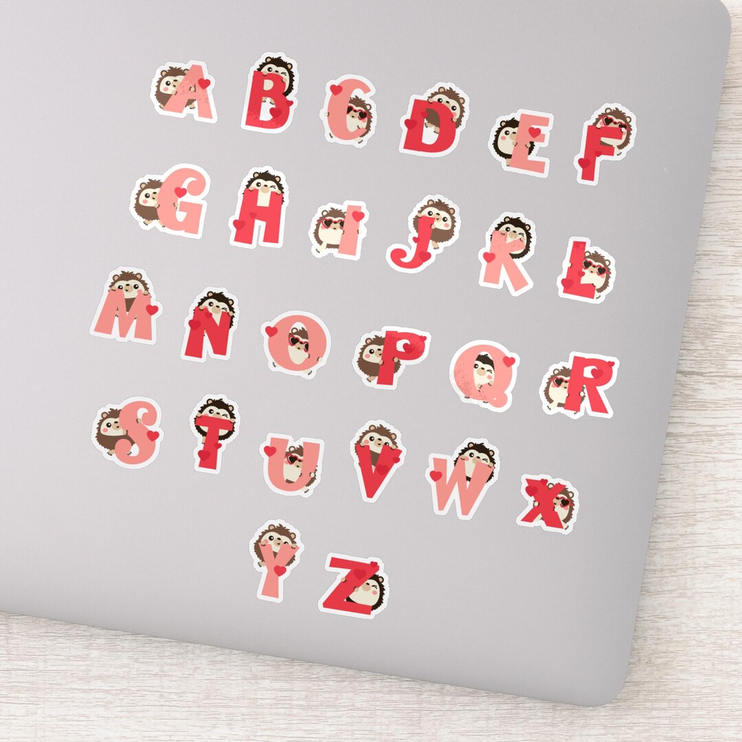 Hedgehog Alphabet Stickers | Valentine's Animal Font Set - Etsy