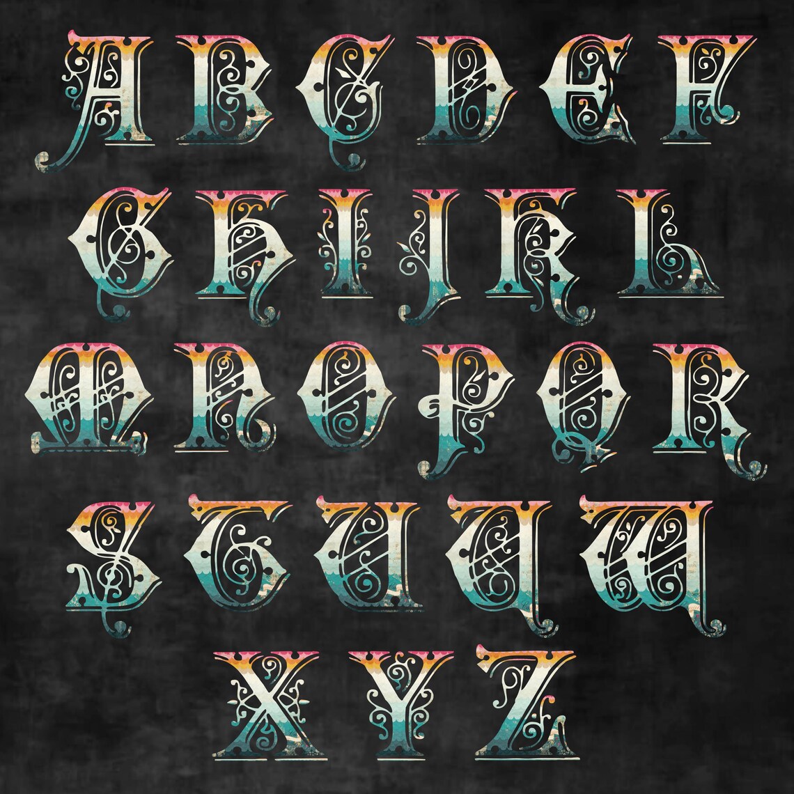 EVER | Full Alphabet | Personalized Name | Colored Alphabet, Png File ...