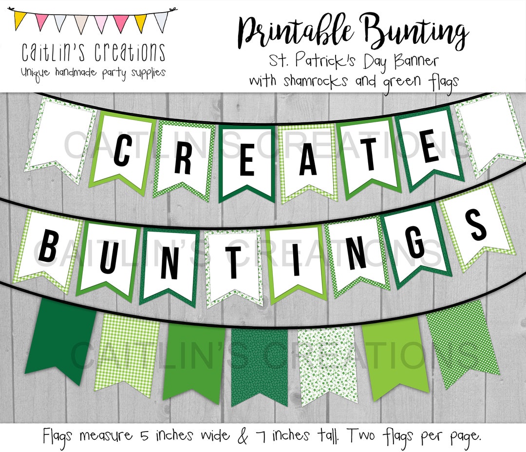 Printable Green St. Patrick's Bunting Template - Classroom Decor ...