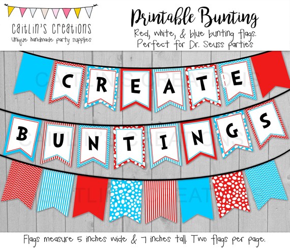 Printable Red and Blue Bunting Template Classroom Decor | Etsy