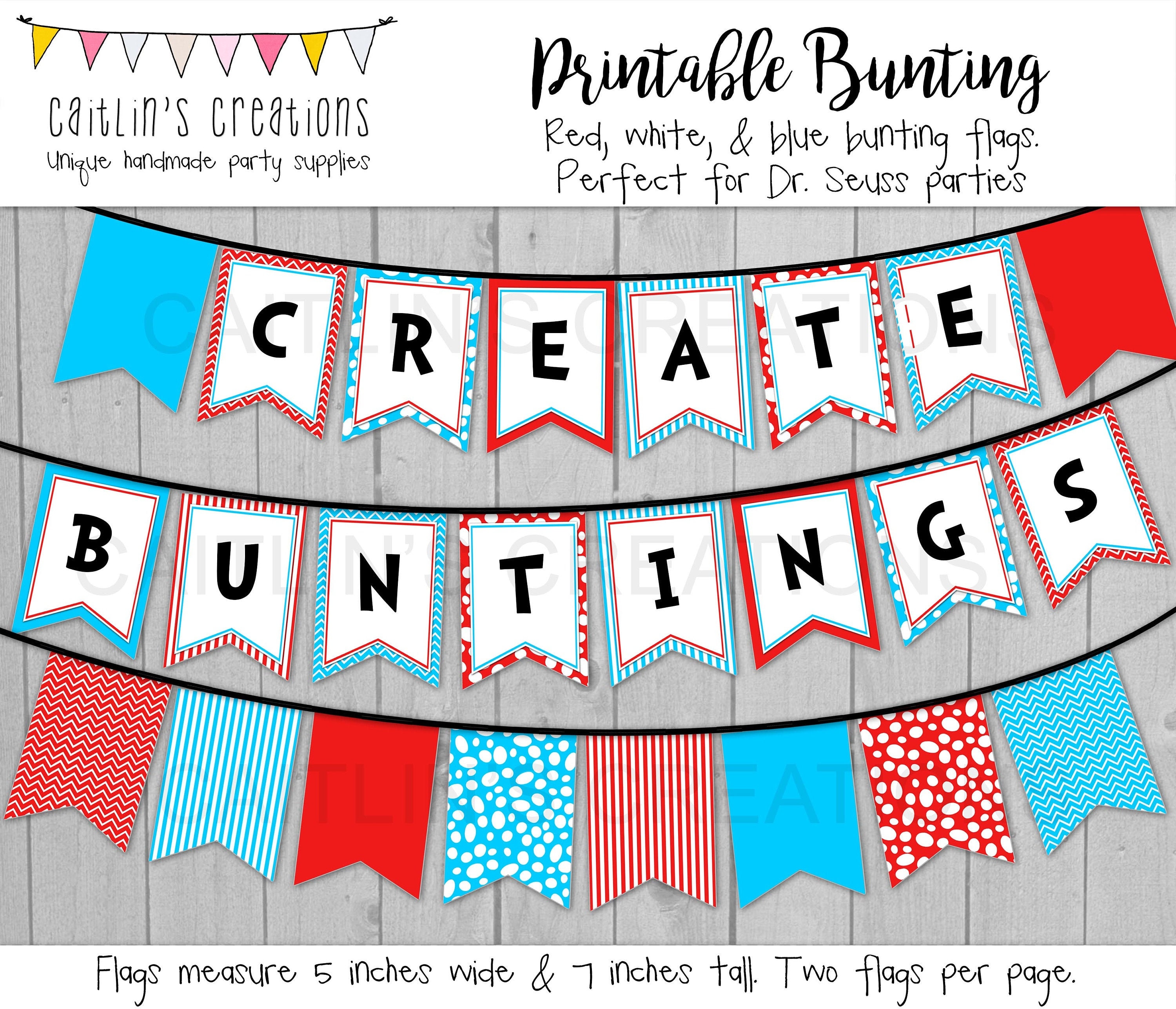 Printable Red and Blue Bunting Template Classroom Decor - Etsy UK