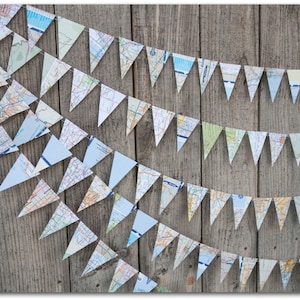 Mini Map Bunting - Paper Bunting - Travel Theme - Ready to Ship - Etsy