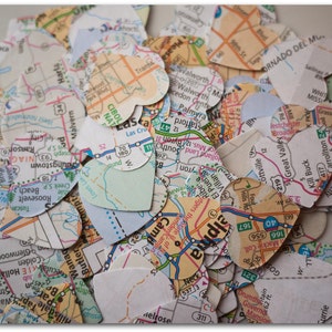 500 Paper Map Hearts Table Scatter 1 Inch Hearts Ready - Etsy