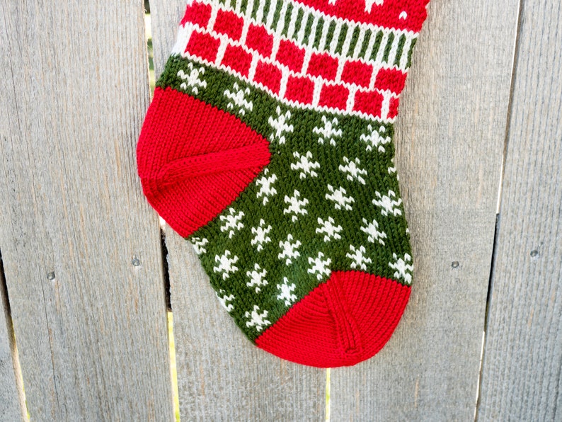Hand Knit Reindeer Christmas Stocking - Choose Your Style - Red, White ...
