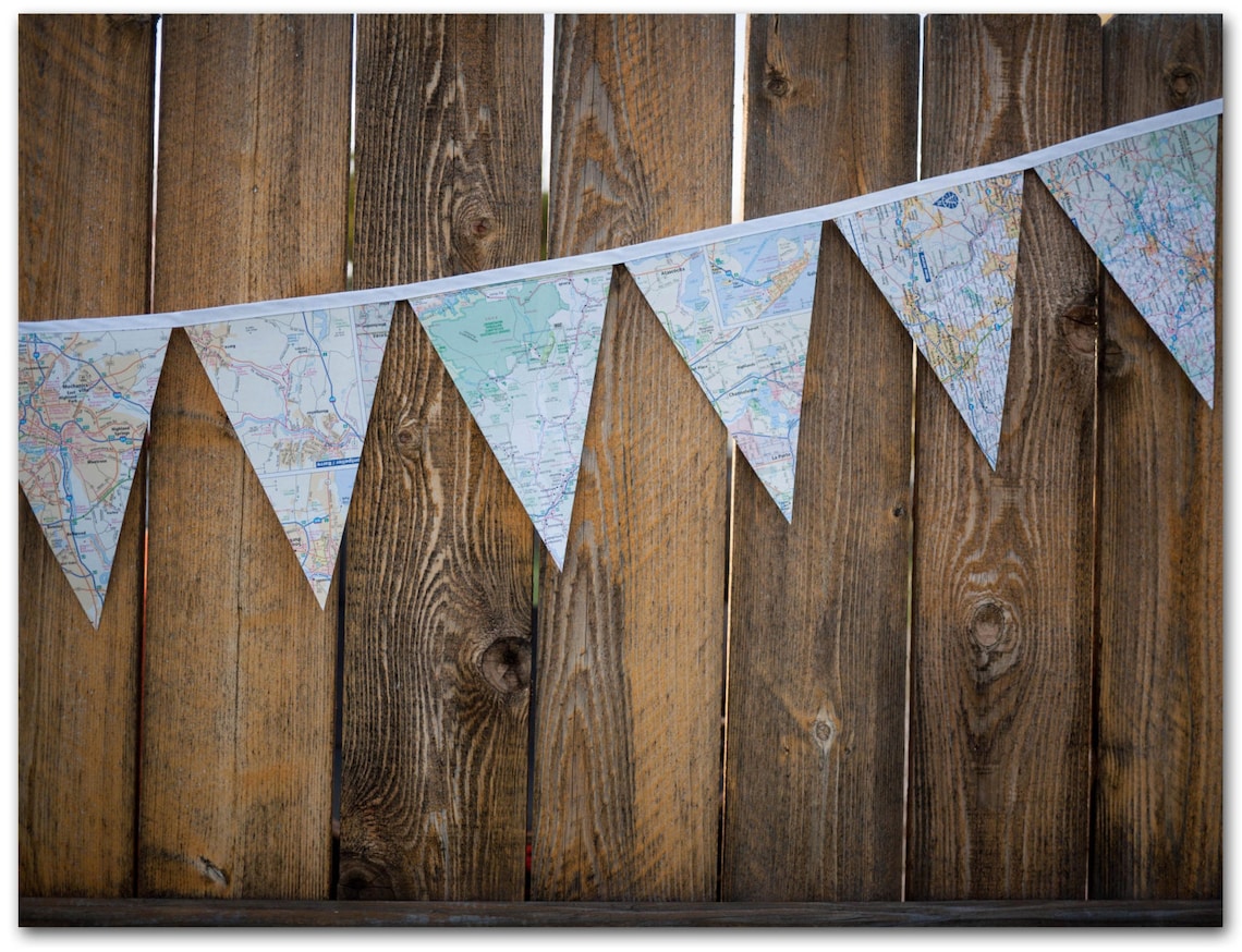 Map Bunting 9 Feet Map Paper Party Supplies Going Away - Etsy