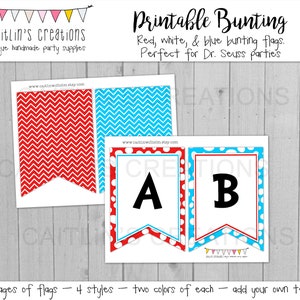 Printable Red and Blue Bunting Template - Classroom Decor, Birthday ...