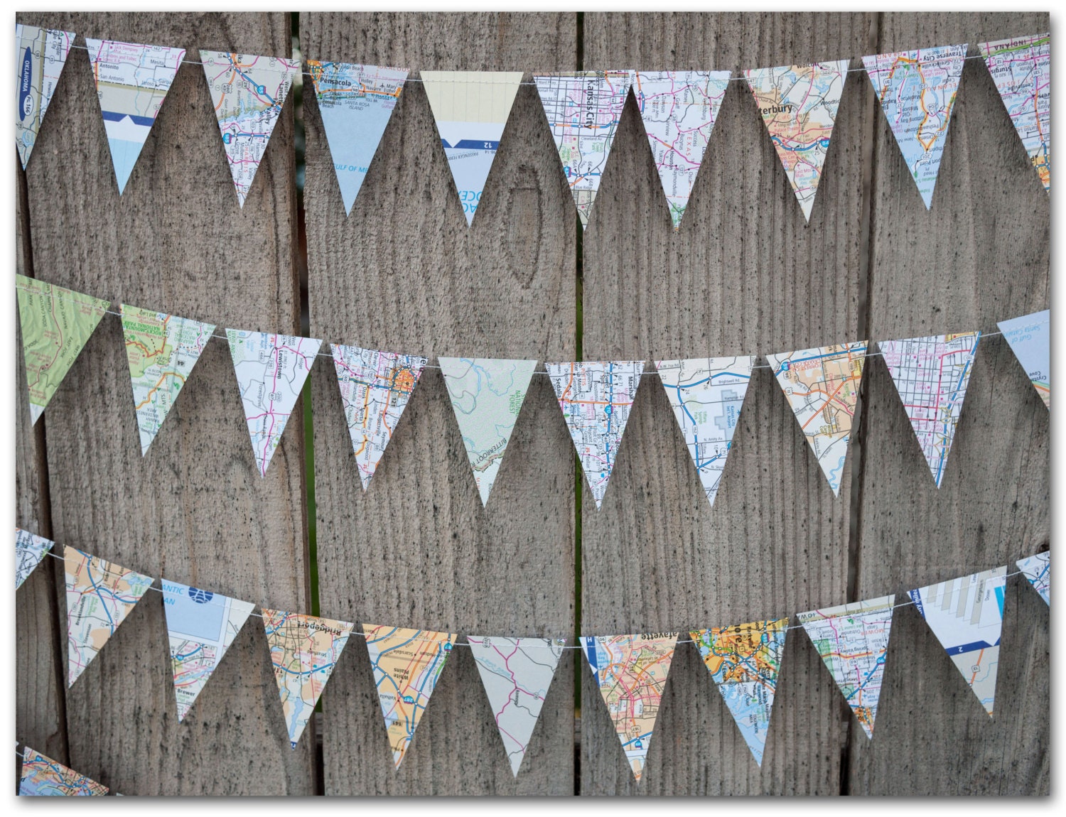 Mini Map Bunting Paper Bunting Travel Theme Ready to - Etsy