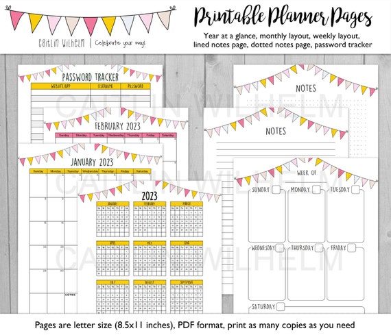 Printable 2023 Planner Pages Year at a Glance Monthly - Etsy