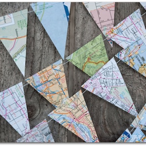 Mini Map Bunting - Paper Bunting - Travel Theme - Ready to Ship - Etsy