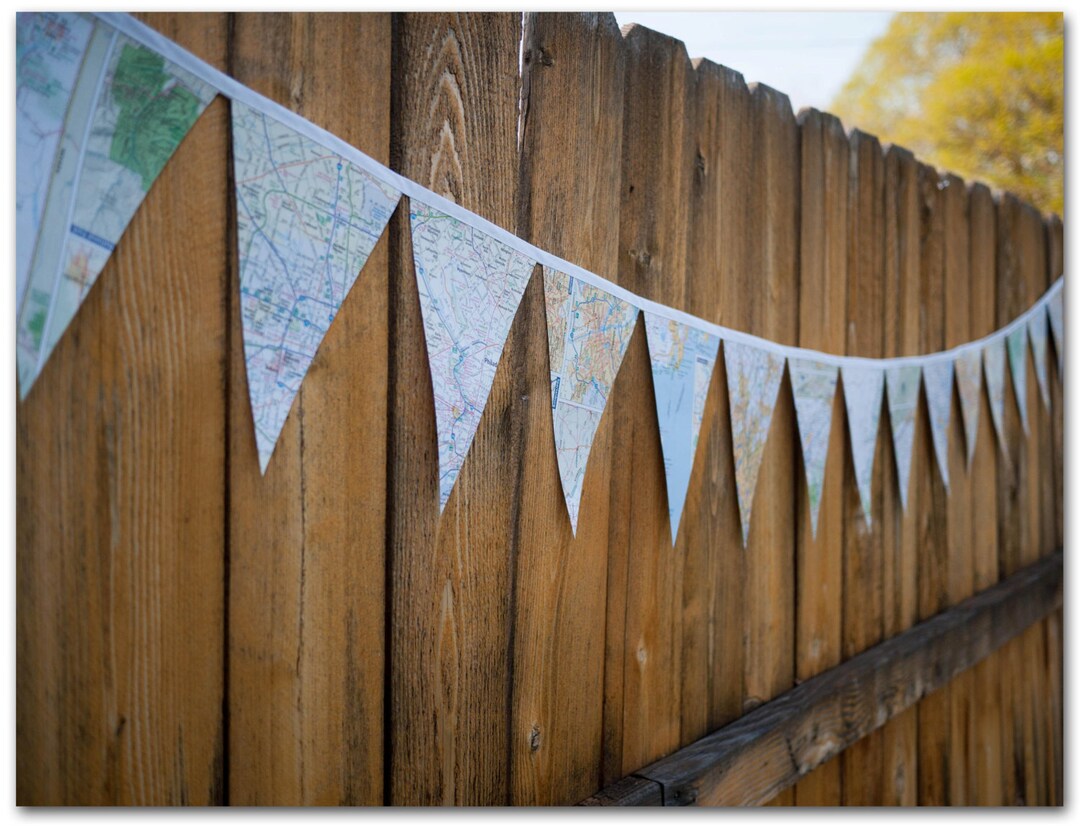Map Bunting 9 Feet - Map Paper - Party Supplies - Going Away, Wedding ...