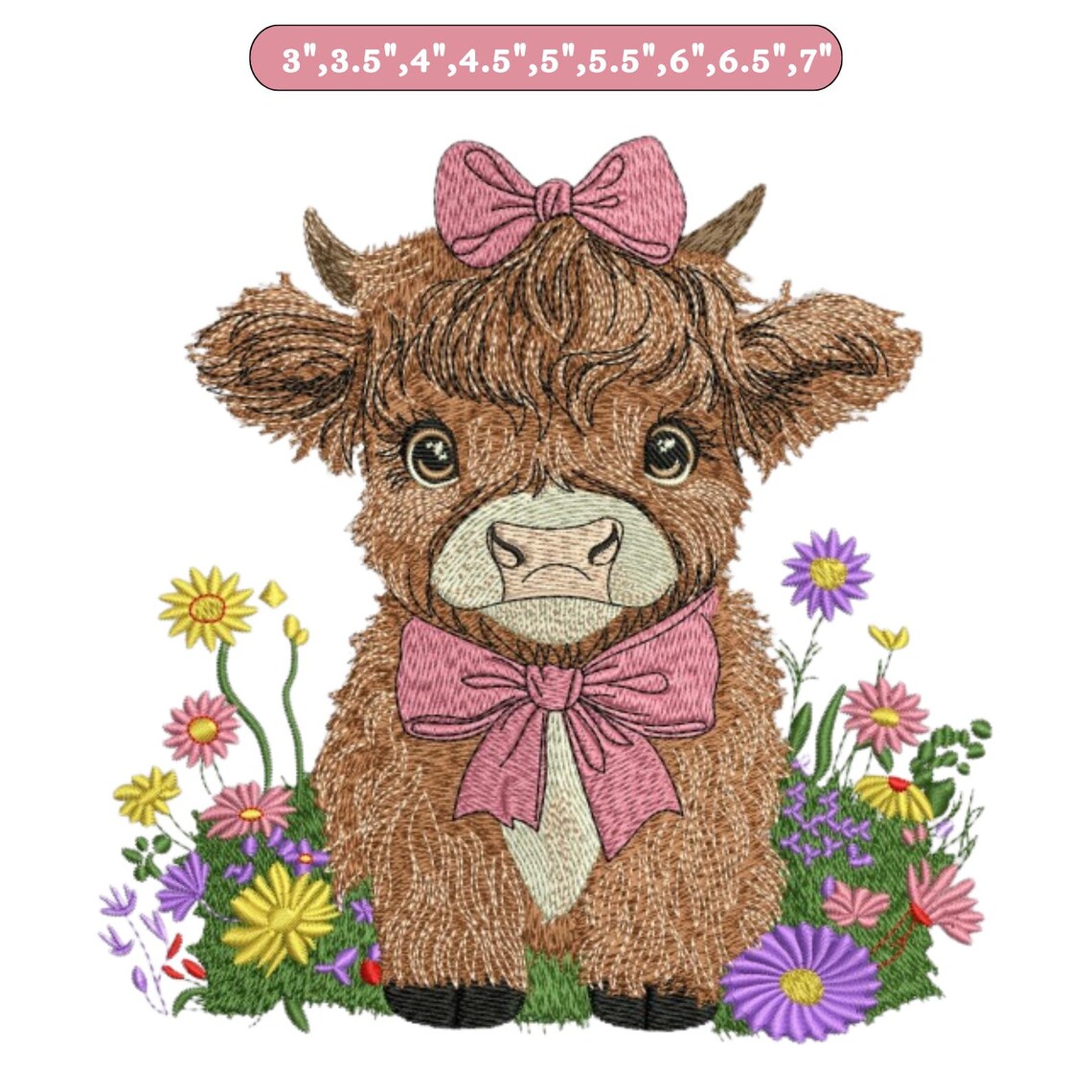 Baby Highland Cow Embroidery Designs, Farm Animals (instant Download ...
