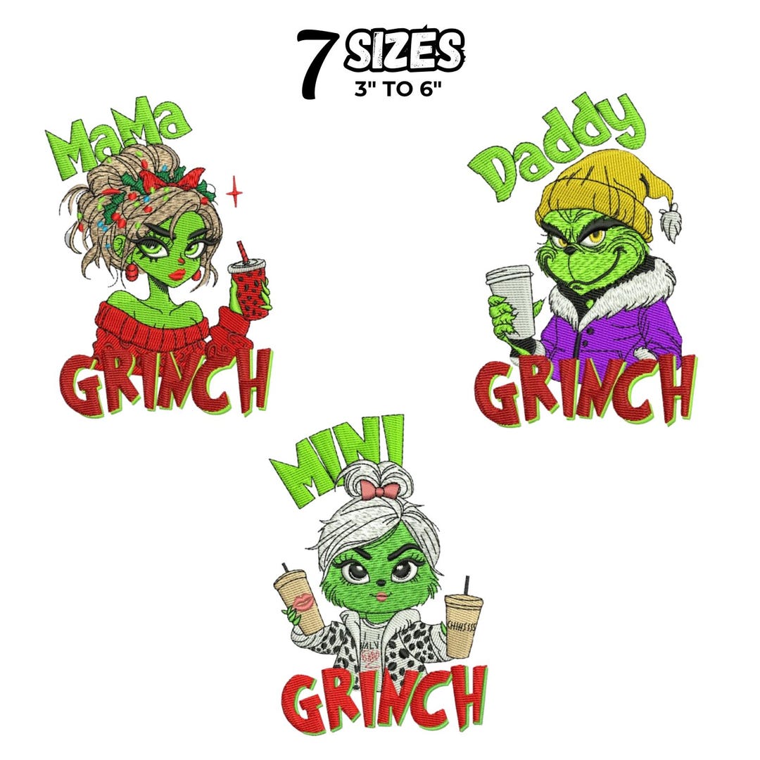 Grinch Family Machine Embroidery Designs: Christmas Holiday (instant ...