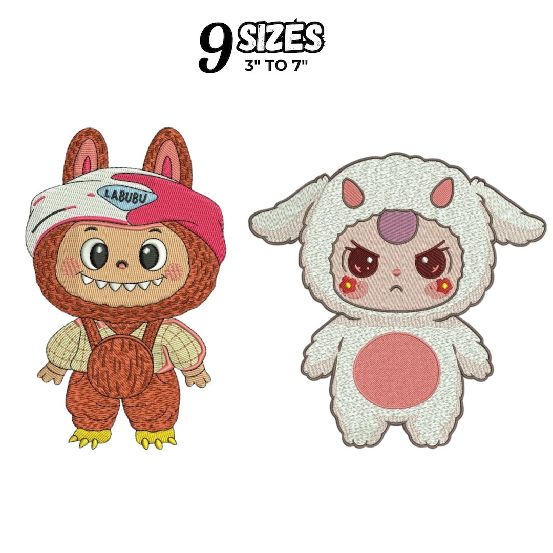 Labubu Monster Embroidery Designs: Cartoon Character Pattern (digital ...