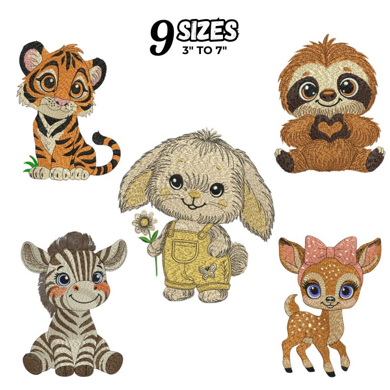 Safari Animals Embroidery Designs: Baby & Nursery Decor (9 Sizes ...