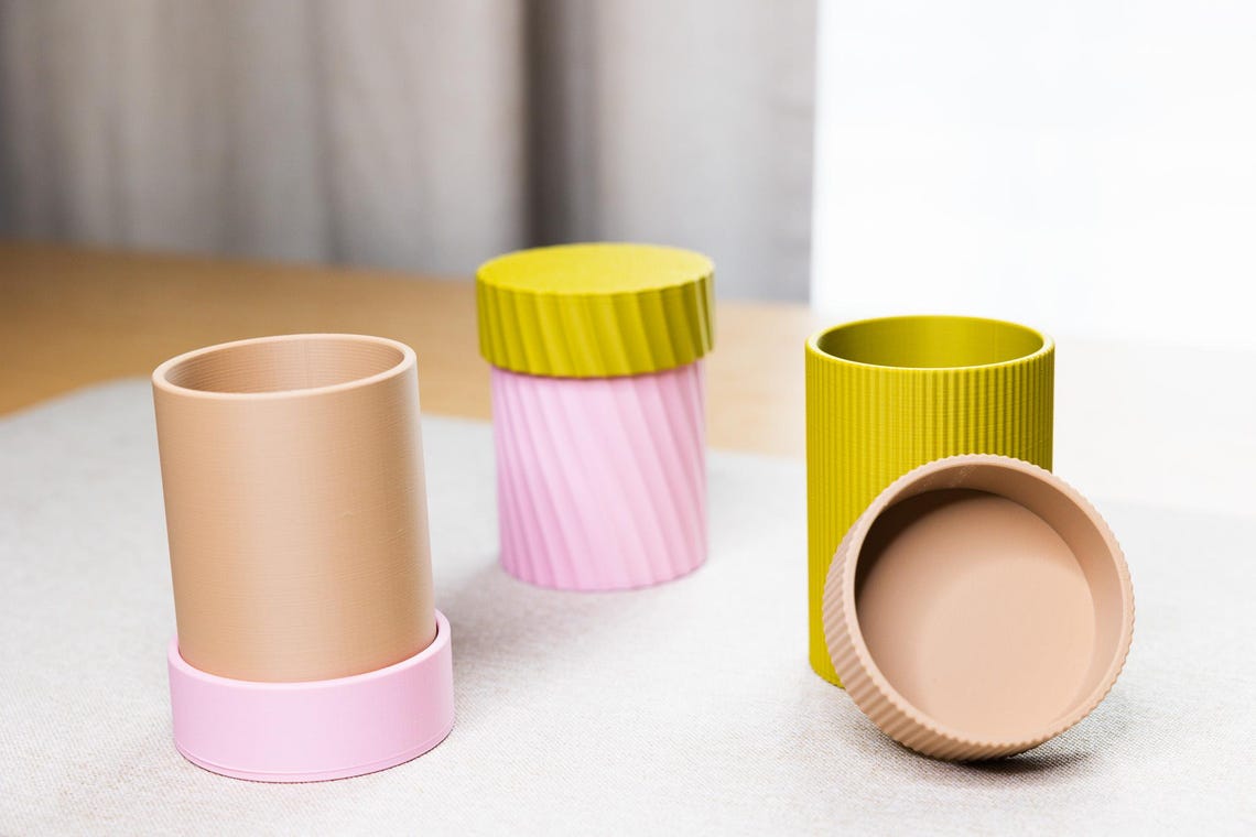 3D Printed Small Container Set: Textured Desk Organizer - Etsy