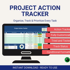 Project Action Tracker | Excel Spreadsheet to Manage Tasks, Deadlines ...
