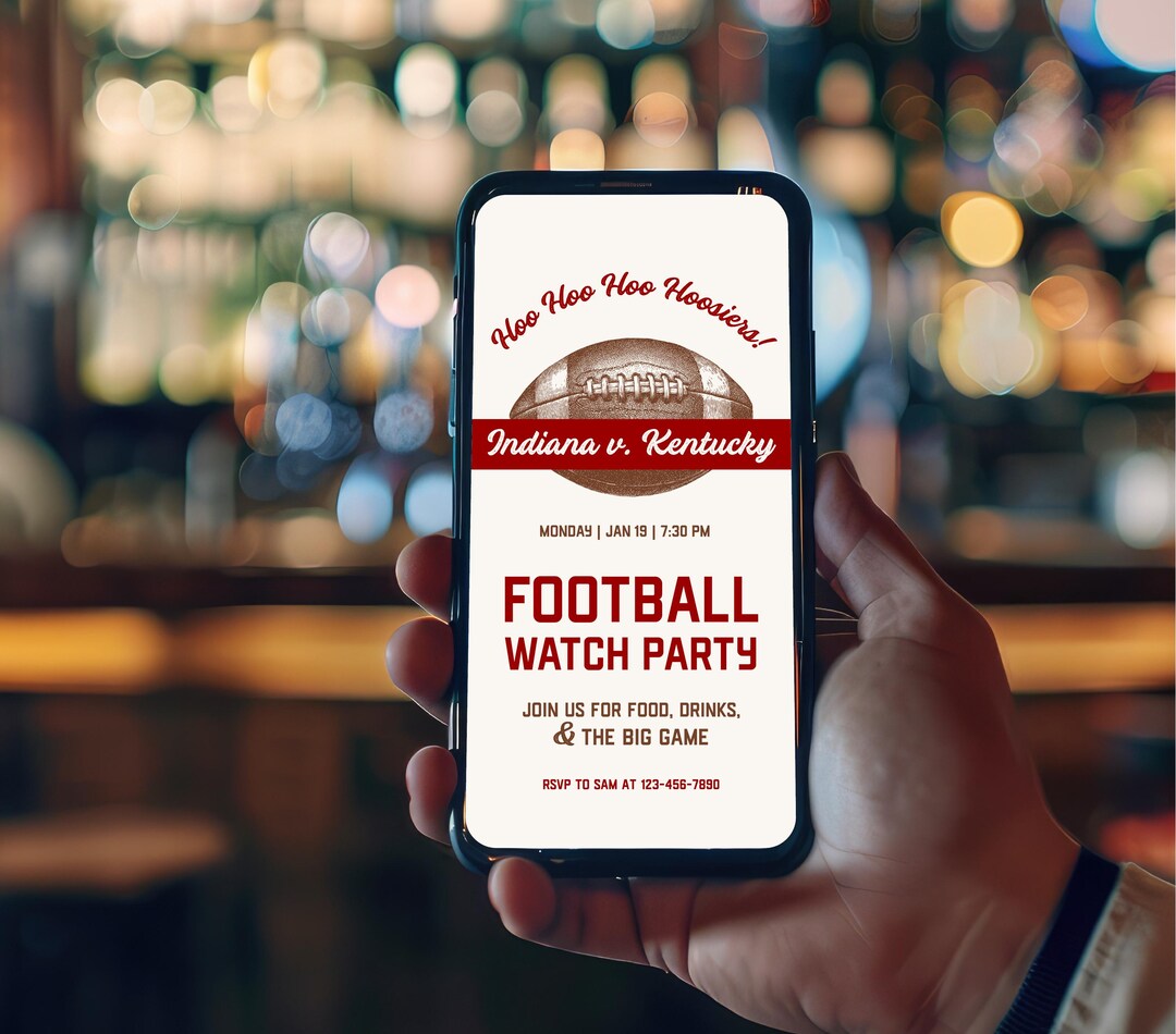 Indiana Hoosiers Football Watch Party Invitation Template, Editable ...