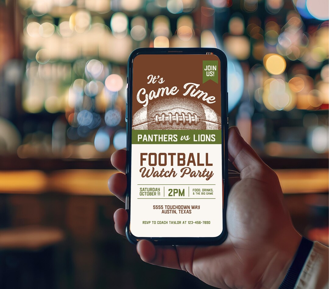 Game Day Invitation Template, Editable Canva Invite, Mobile Phone Size ...