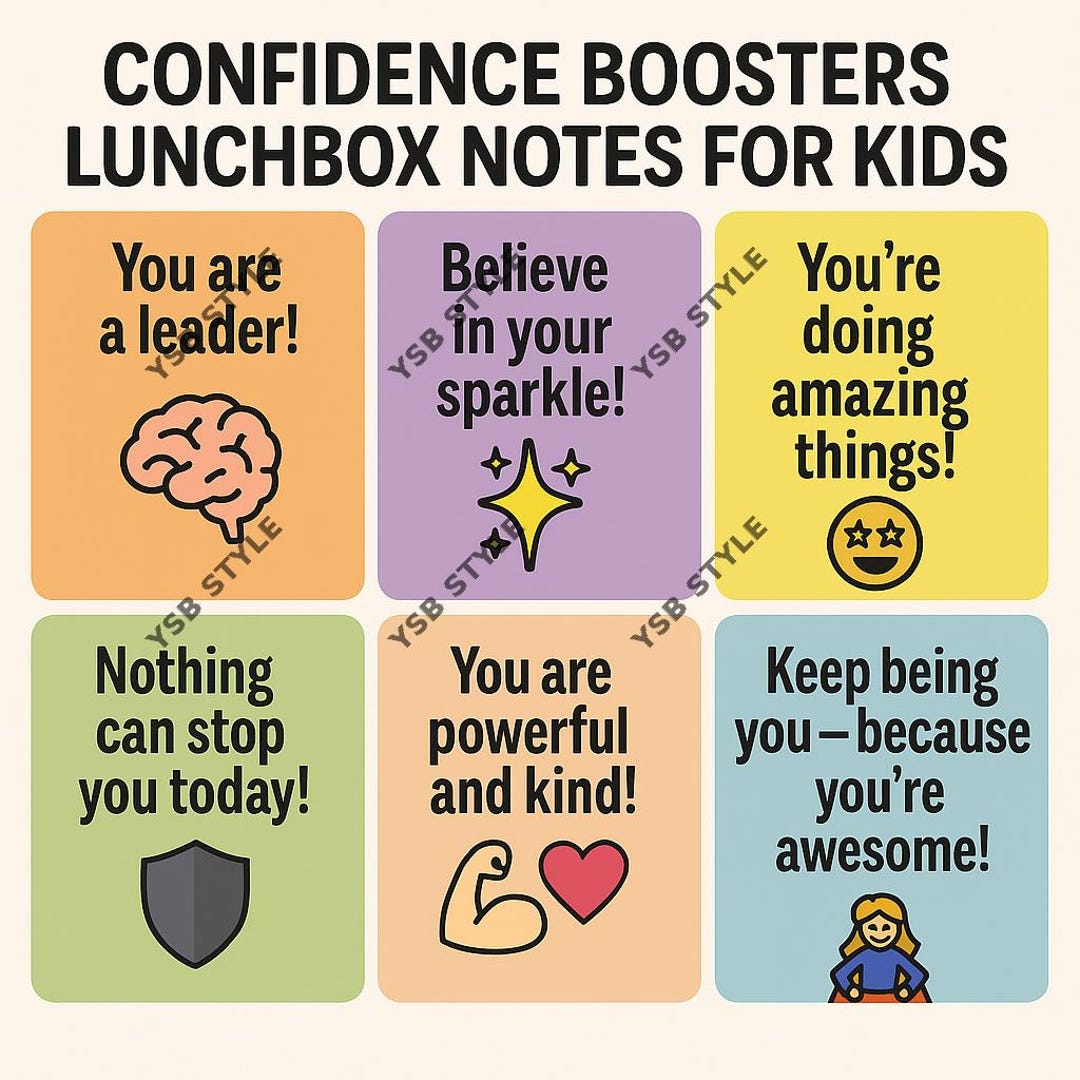 Printable Lunchbox Notes – Kids' Confidence Boosters Set of 12 (digital ...