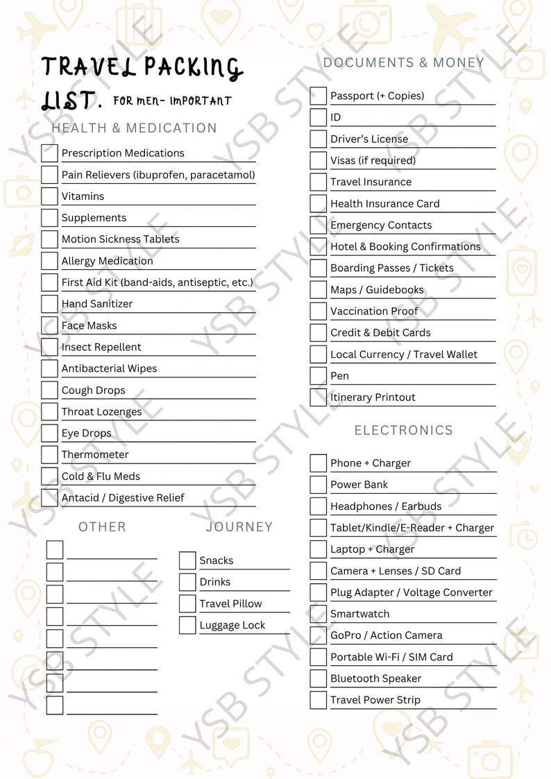 Family Packing List Bundle: Printable Travel Checklists (PDF Download ...
