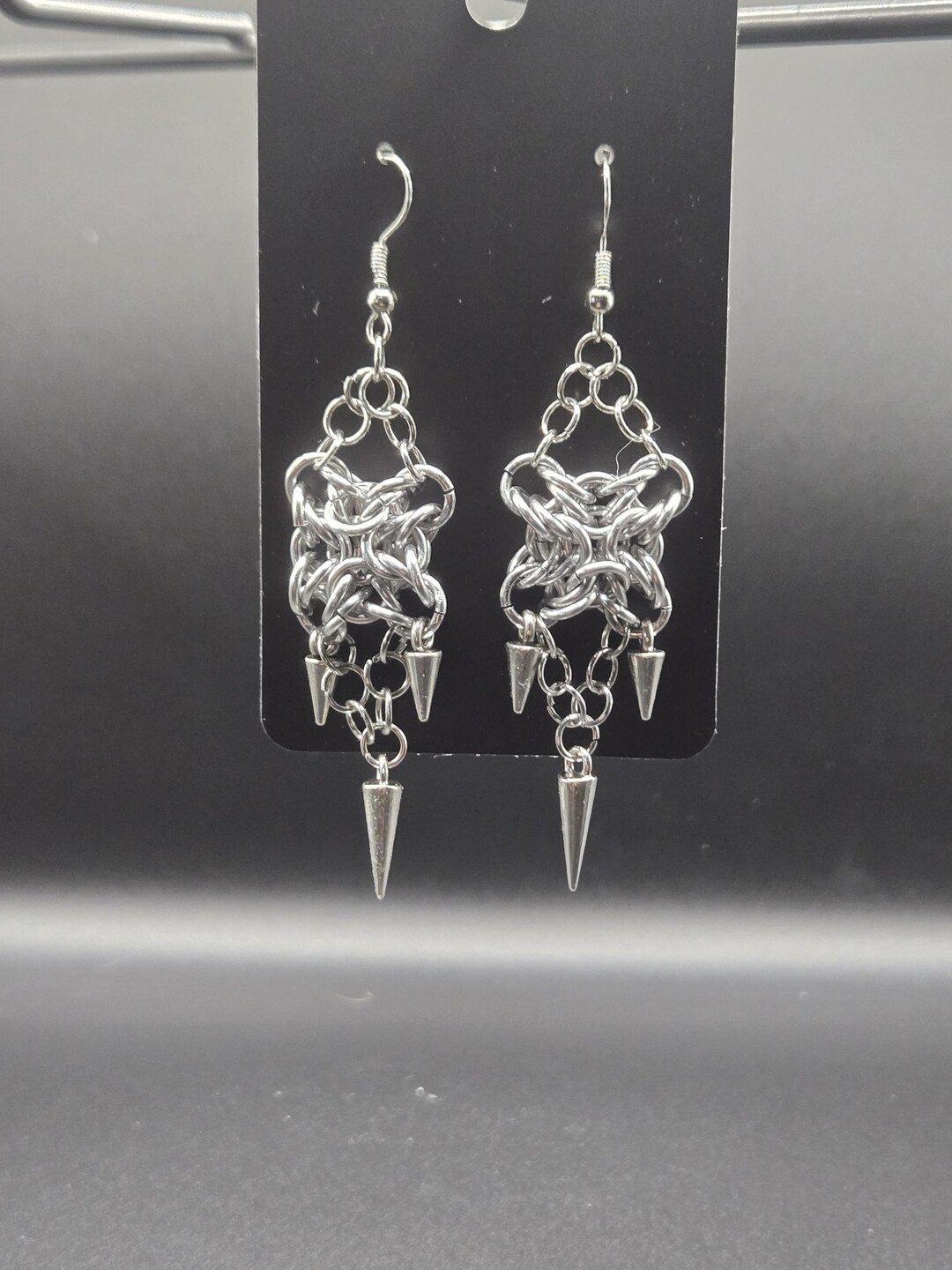 Chunky Chained Gothic Style Chainmail Dangling Earrings- Gift for Goth ...